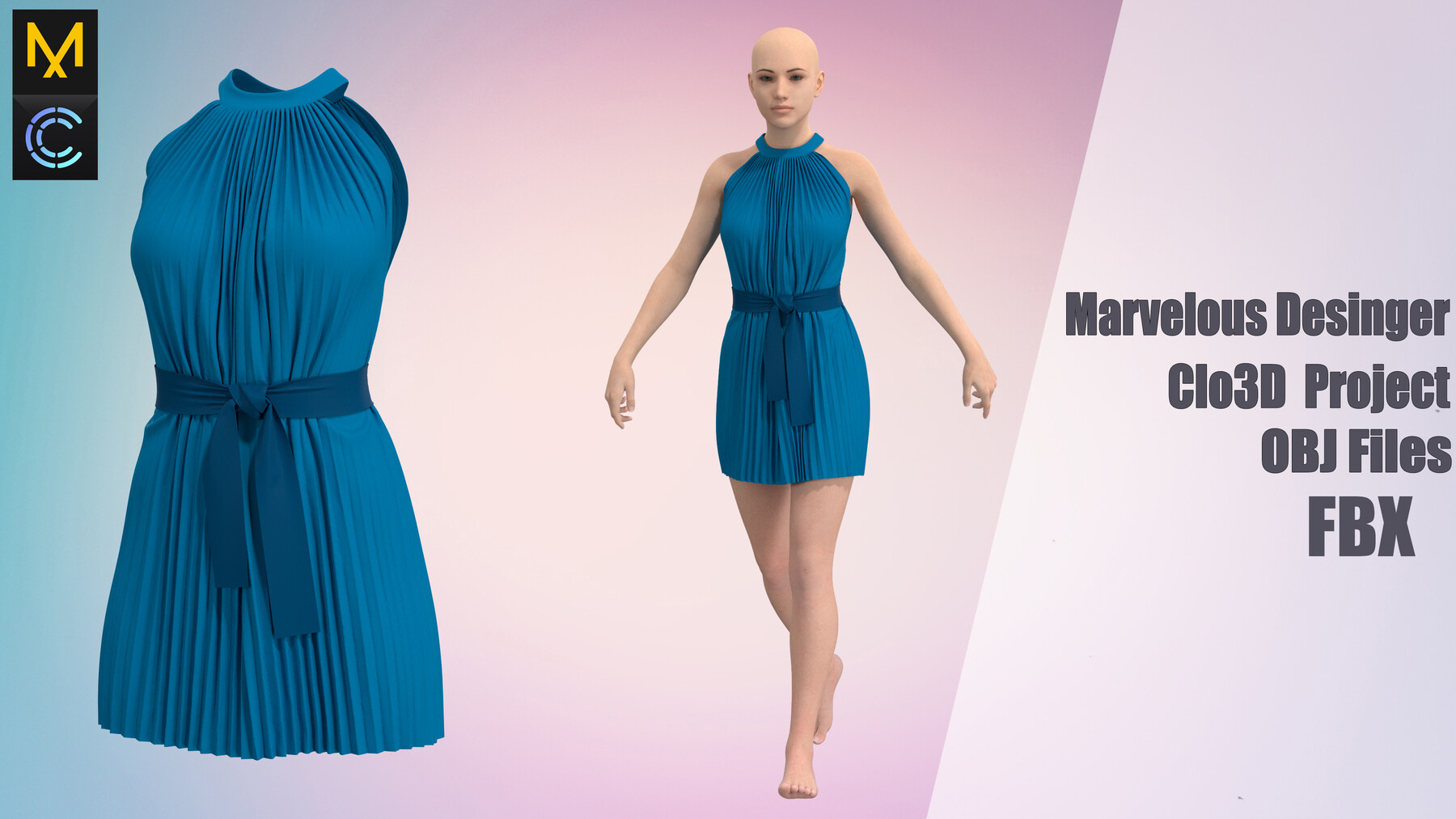 ArtStation - Dress №143 "Marvelous Designer" /Zprj/ OBJ+FBX | Game Assets