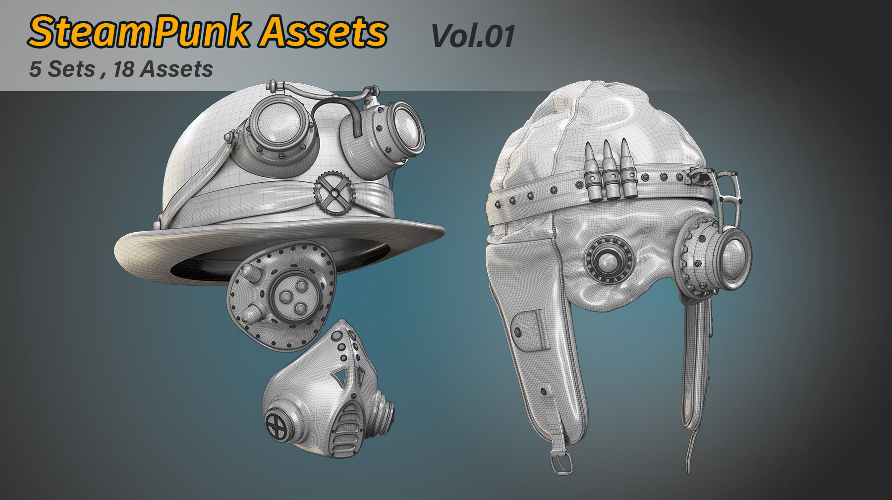 ArtStation - SteamPunk Assets Vol.01 / FBX + OBJ | Game Assets