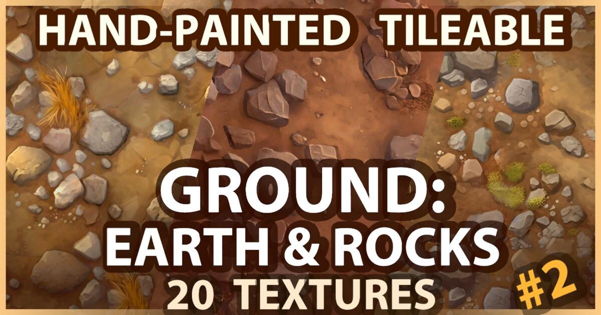 ArtStation - Ground: Earth and Rocks -- 20 TEXTURES -- (Hand-painted, Tileable) #2 | Game Assets