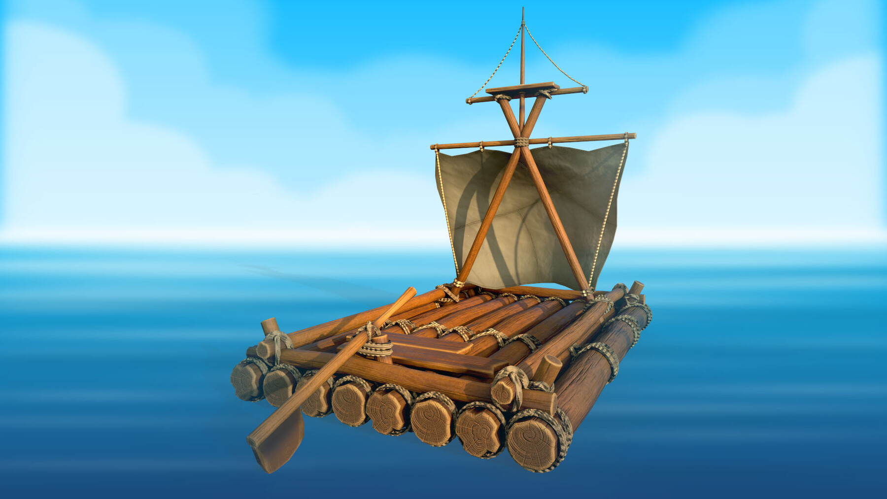 ArtStation - Wooden stylized raft PBR low-poly game ready Low-poly 3D ...