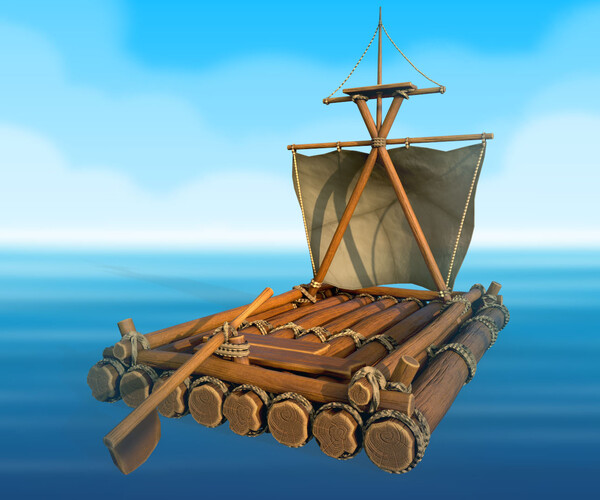 ArtStation - Wooden stylized raft PBR low-poly game ready Low-poly 3D ...