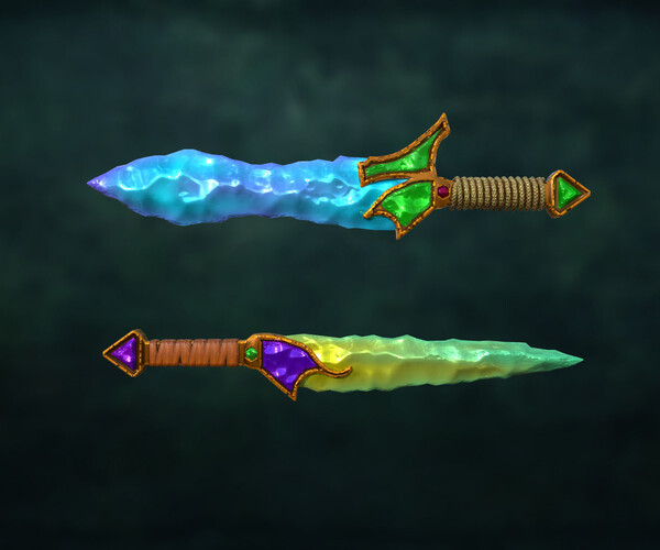 ArtStation - Stylized Fantasy Sword dagger PBR game ready Low-poly 3D ...