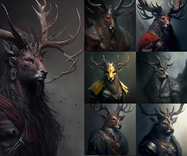 ArtStation - 200 Deer Warrior Reference Pack Vol.01 | Artworks