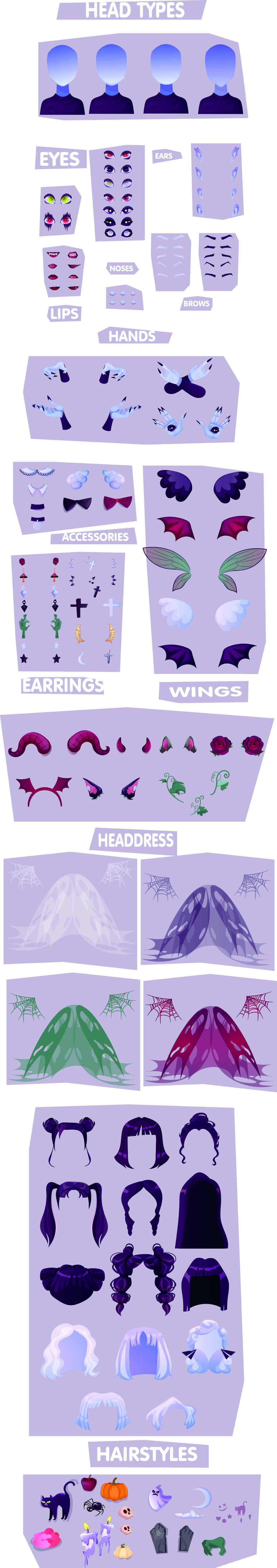 ArtStation - DARK_CARTOON_AVATAR / Cartoon girl face constructor ...