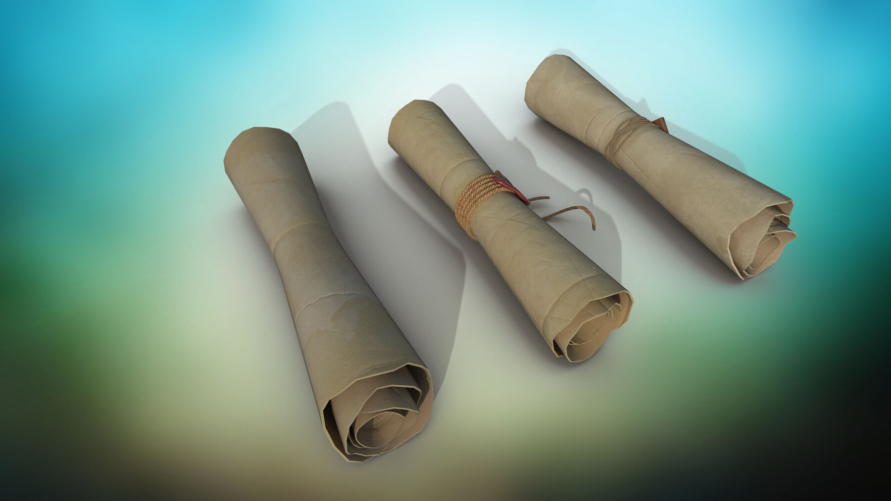 ArtStation - Set of three papyrus scrolls PBR Low-poly 3D model | Resources