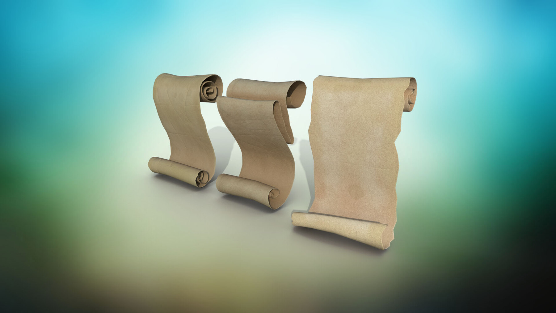 ArtStation - Set of three papyrus scrolls PBR Low-poly 3D model | Resources