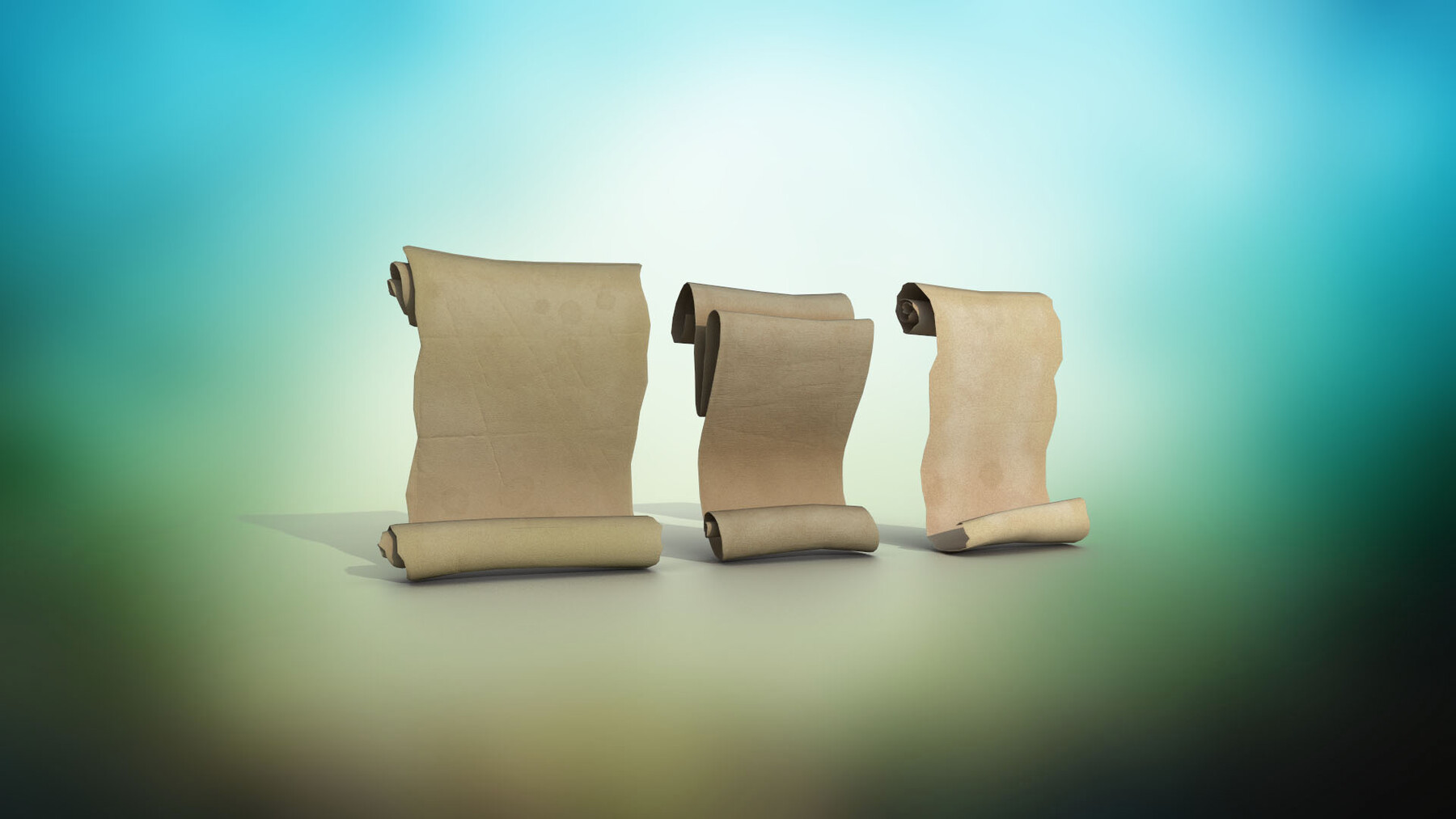 ArtStation - Set of three papyrus scrolls PBR Low-poly 3D model | Resources