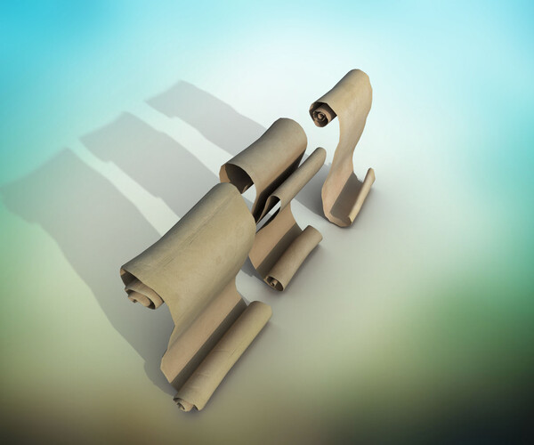 ArtStation - Set of three papyrus scrolls PBR Low-poly 3D model | Resources