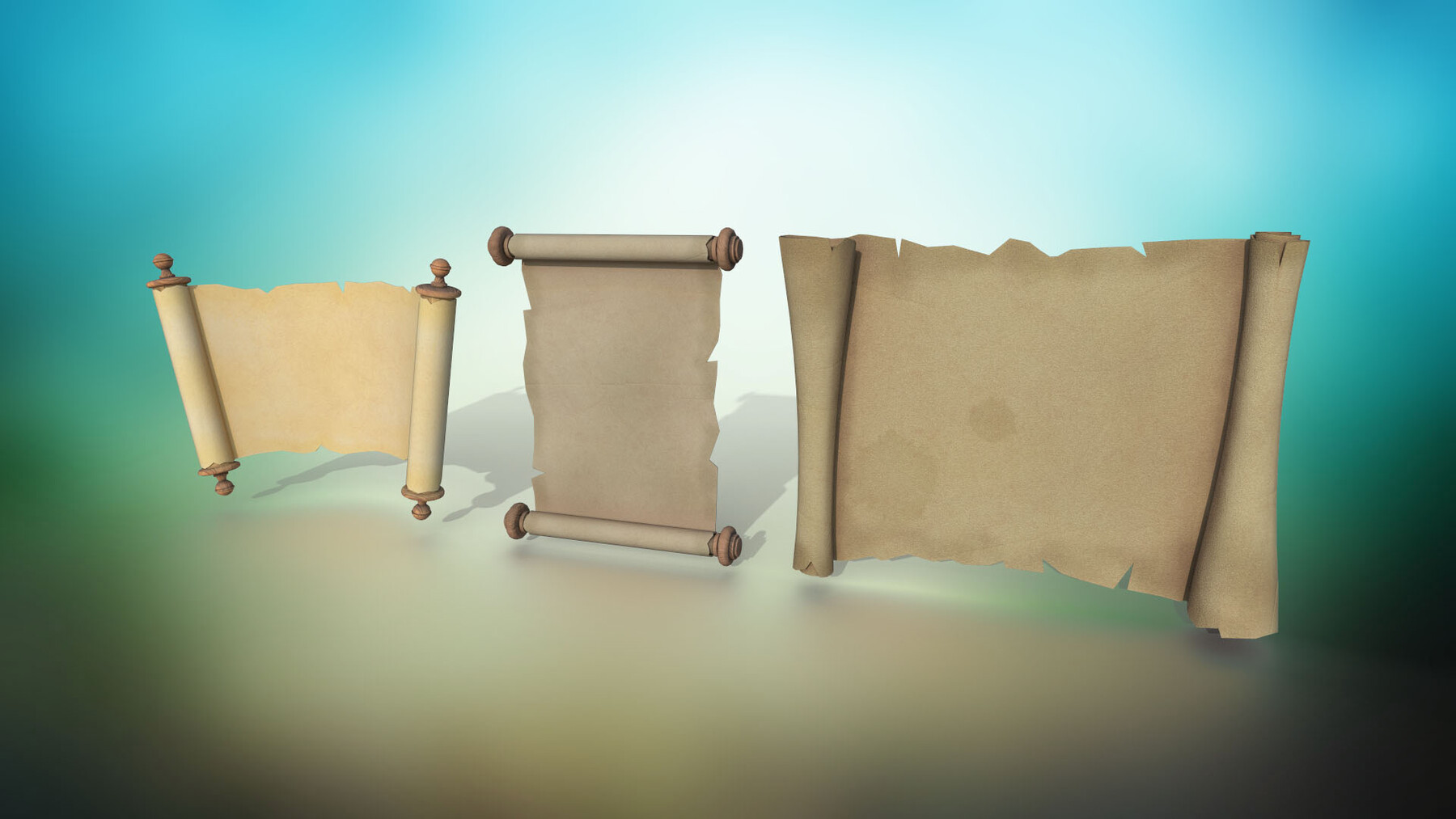 ArtStation - Set of three papyrus scrolls PBR low-poly game ready Low ...