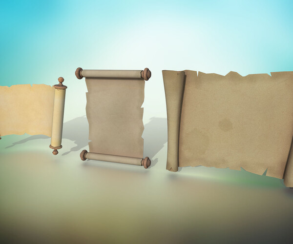 ArtStation - Set of three papyrus scrolls PBR low-poly game ready Low ...