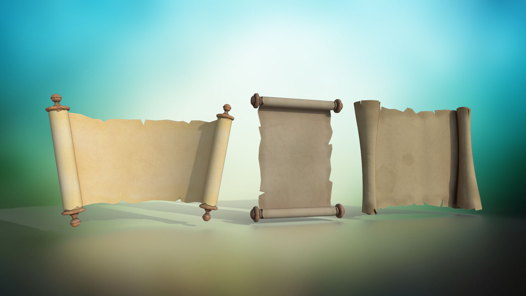 ArtStation - Set of three papyrus scrolls PBR low-poly game ready Low ...