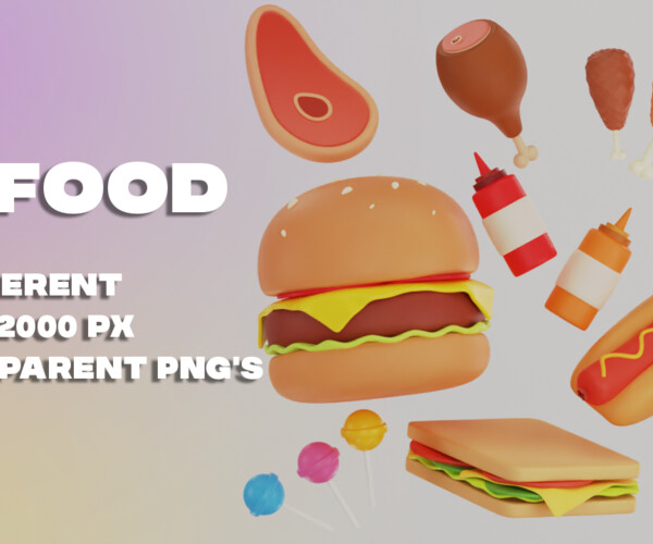 ArtStation - 3D model Cartoon Food Pack | Game Assets