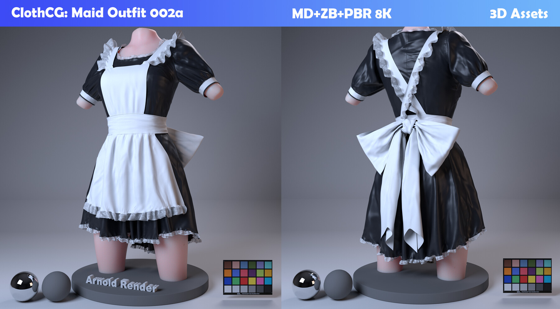 ArtStation - ClothCG: Maid Outfit 002a Marvelous+ZB+PBR 8K 3DAssets ...