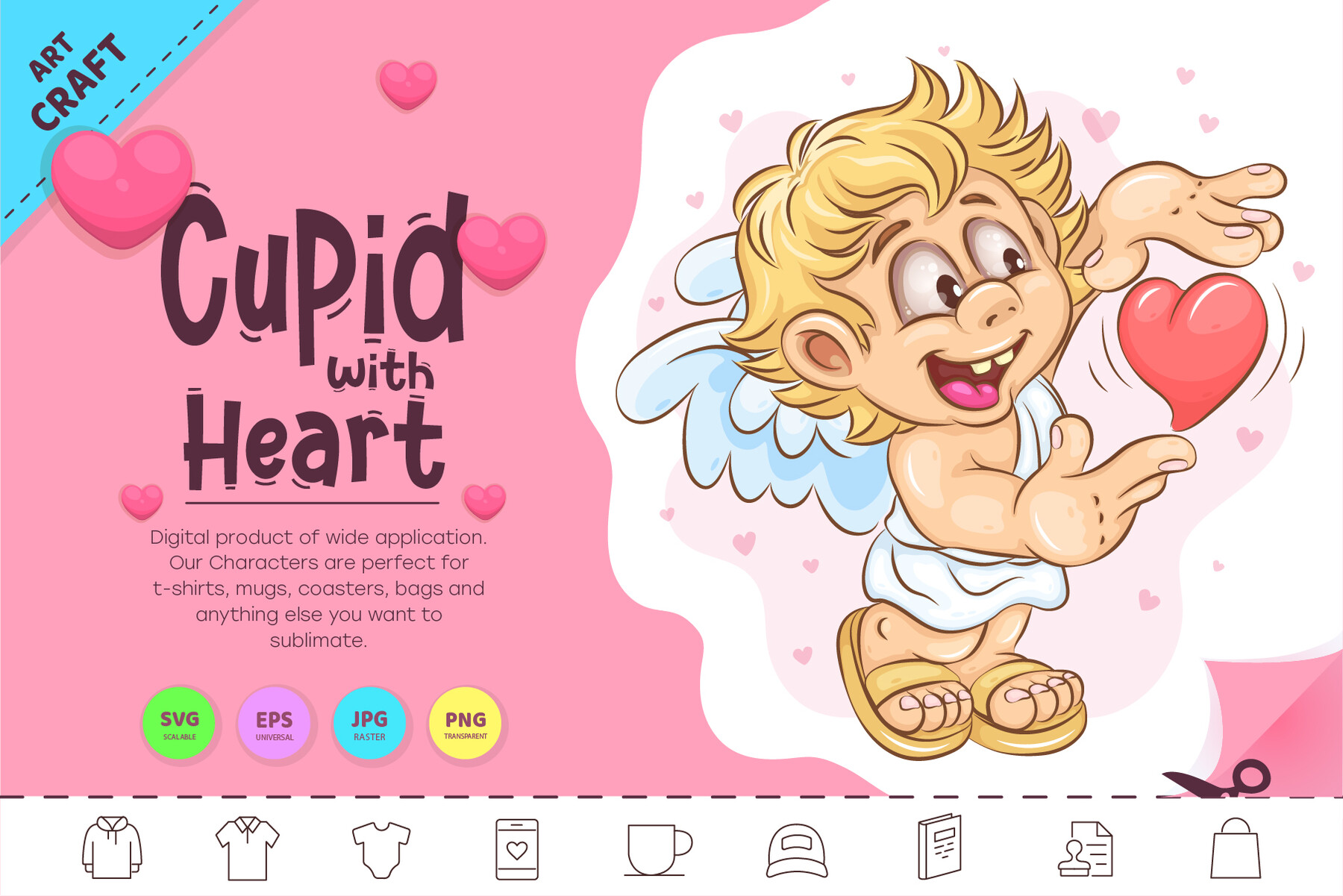 ArtStation - Cute Cupid with Heart. Clipart | Artworks