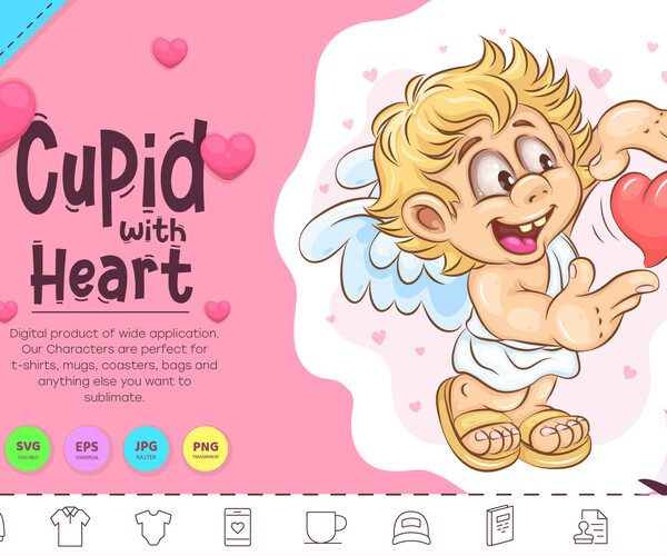 ArtStation - Cute Cupid with Heart. Clipart | Artworks