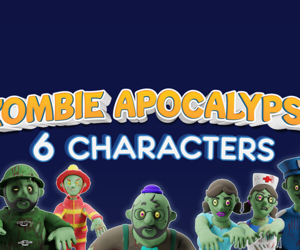 ArtStation - 6 Cartoon Zombie APOCALYPSE Characters with Rig and ...