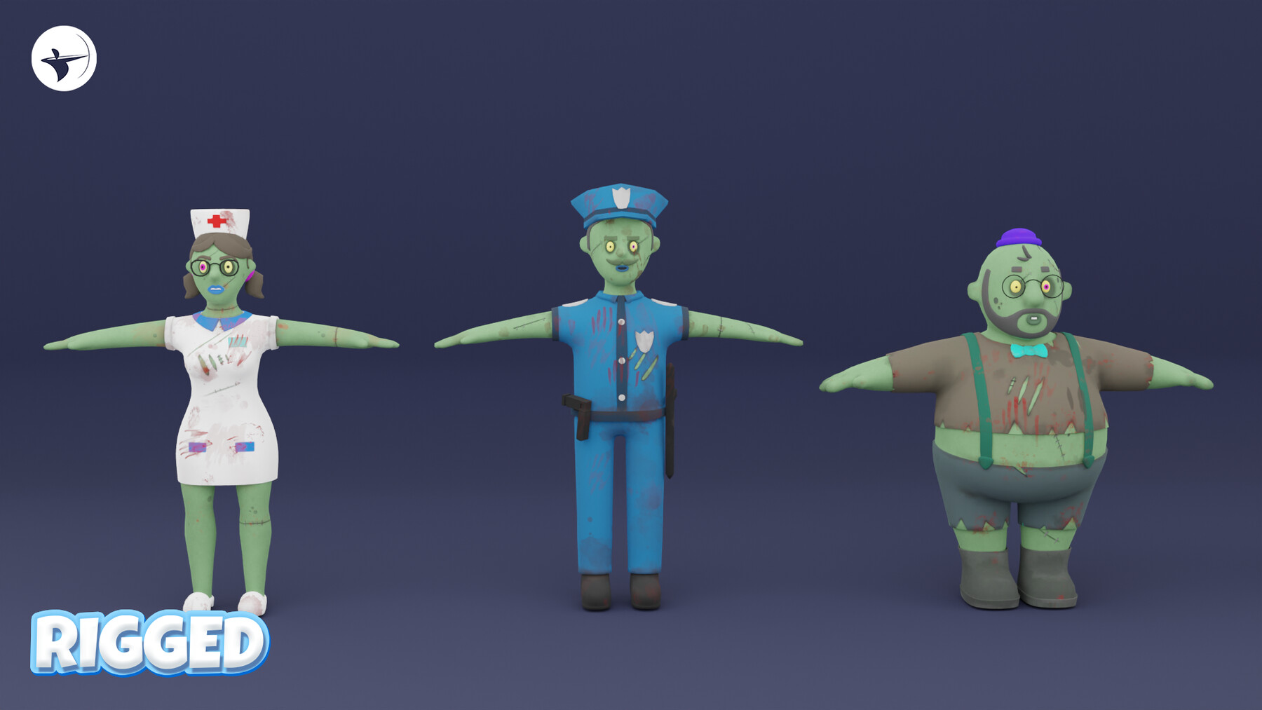 ArtStation - 6 Cartoon Zombie APOCALYPSE Characters with Rig and ...
