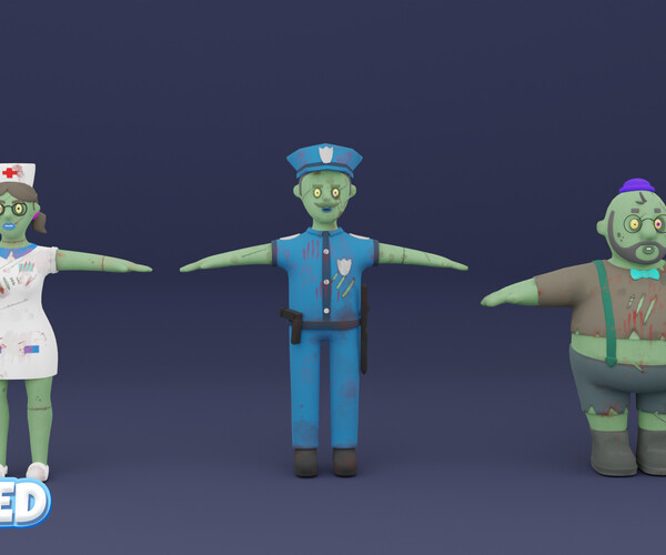 ArtStation - 6 Cartoon Zombie APOCALYPSE Characters with Rig and ...
