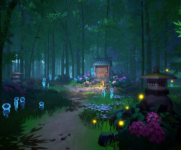 ArtStation - Shrine in Bamboo Forest Day&Night UE4 Scene | Game Assets
