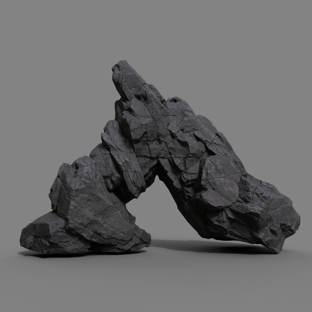 ArtStation - Low Poly Black Rock Formation 221219 - Ultra HD 16K ...