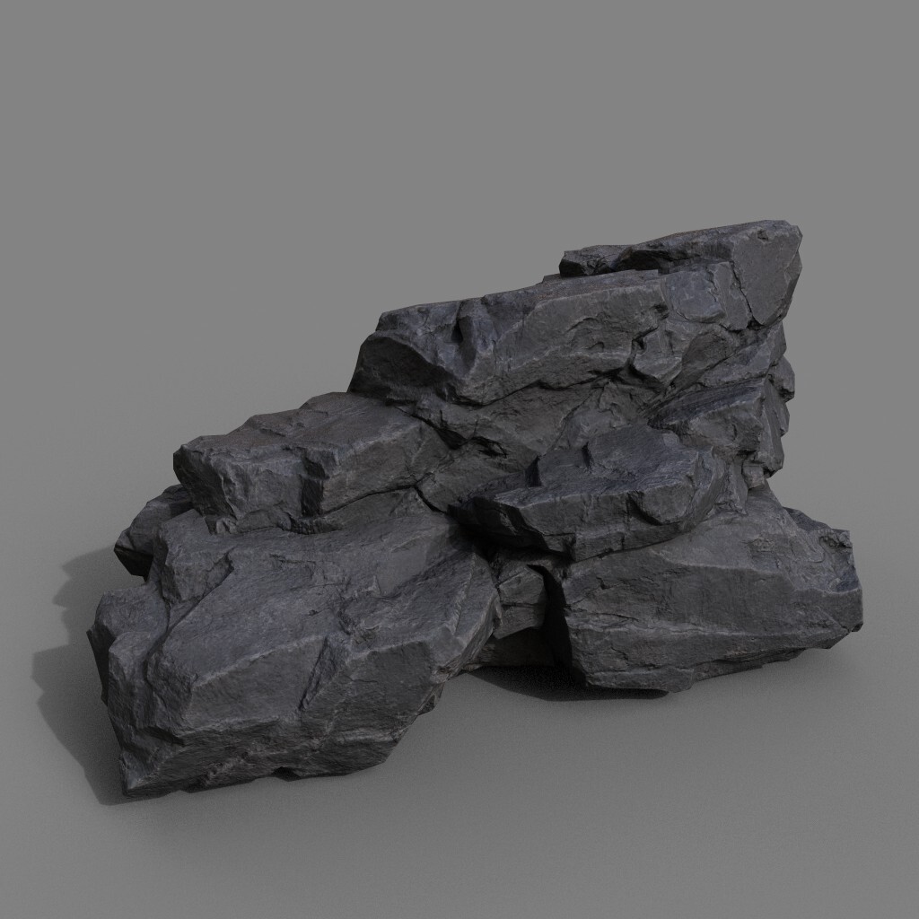 ArtStation - Low Poly Black Rock Formation 221219 - Ultra HD 16K Texture | Game Assets