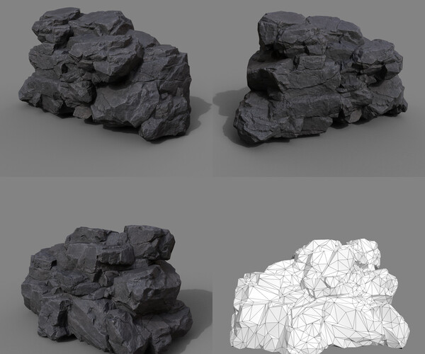 ArtStation - Low Poly Black Rock Formation 221219 - Ultra HD 16K ...