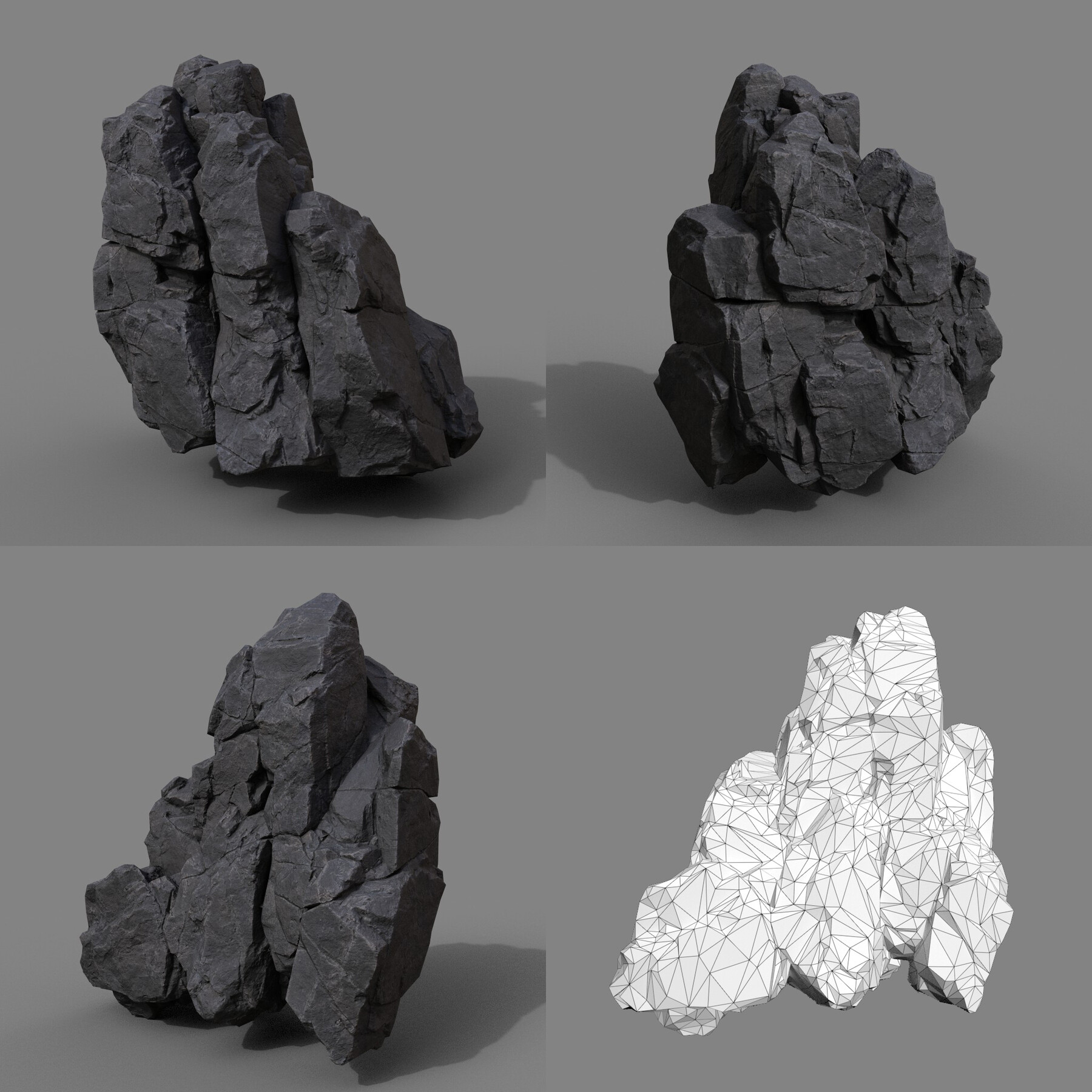 ArtStation - Low Poly Black Rock Formation 221219 - Ultra HD 16K ...
