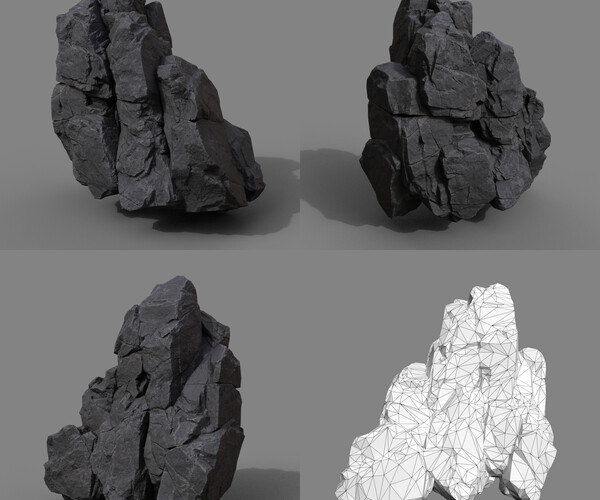 ArtStation - Low Poly Black Rock Formation 221219 - Ultra HD 16K ...