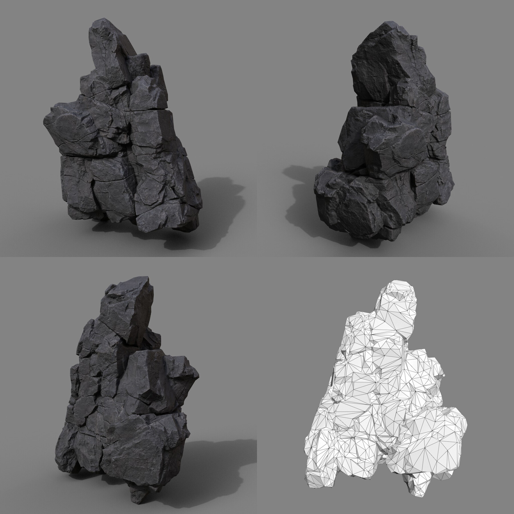 ArtStation - Low Poly Black Rock Formation 221219 - Ultra HD 16K ...