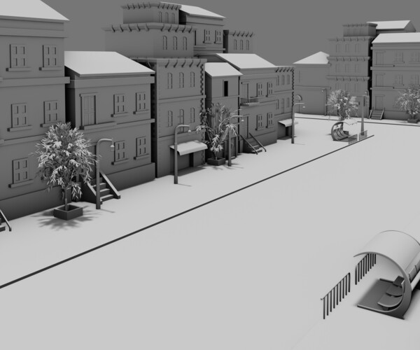 ArtStation - 3D Urban City Street Scene Low Poly | Resources