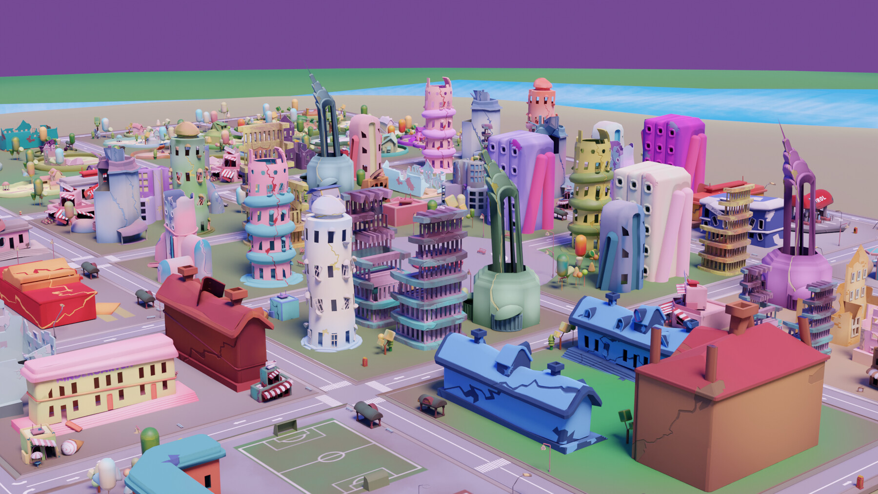 ArtStation - Clay Zombie APOCALYPSE city Environment Low-poly 3D model ...