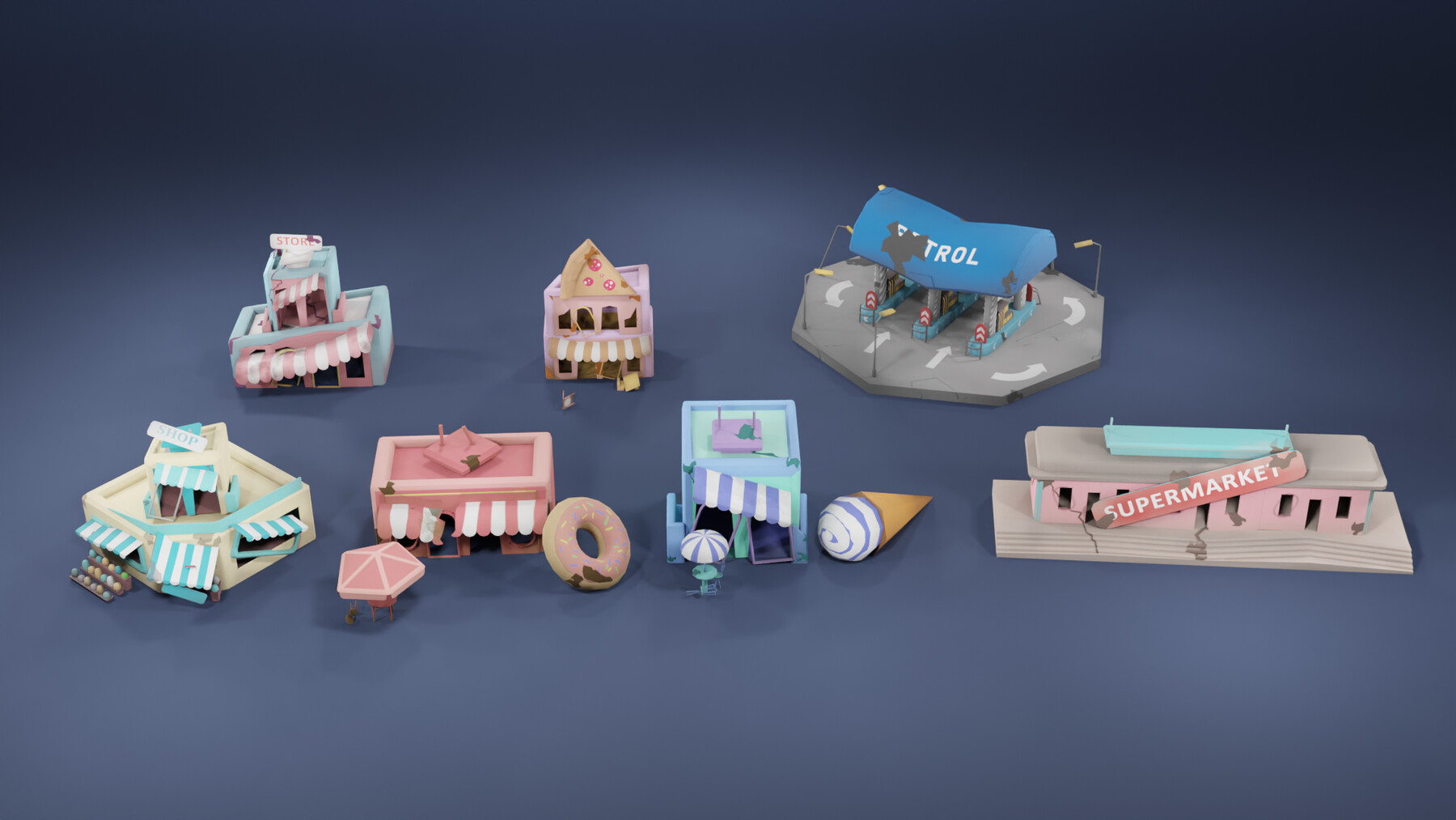 ArtStation - Clay Zombie APOCALYPSE city Environment Low-poly 3D model ...