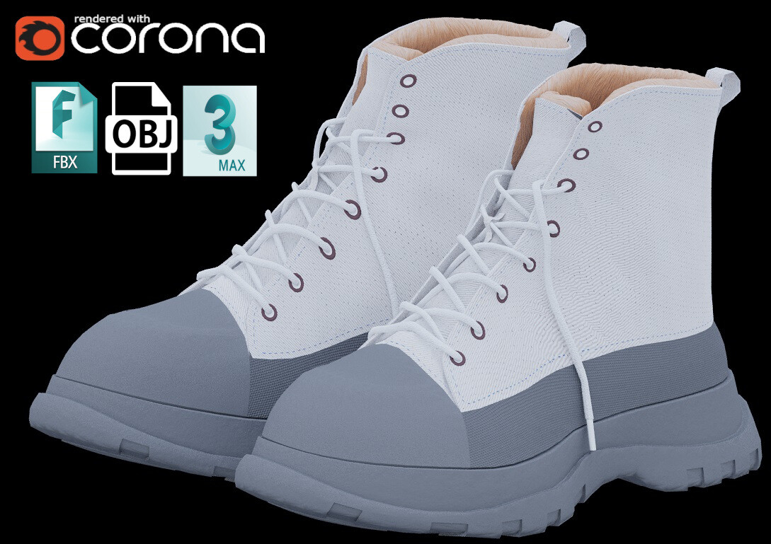 ArtStation - Casual Fabric Fashion Boots Low-poly | Game Assets