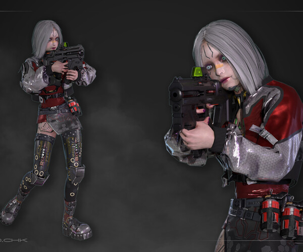 ArtStation - Kate - CyberGirl | Game Assets