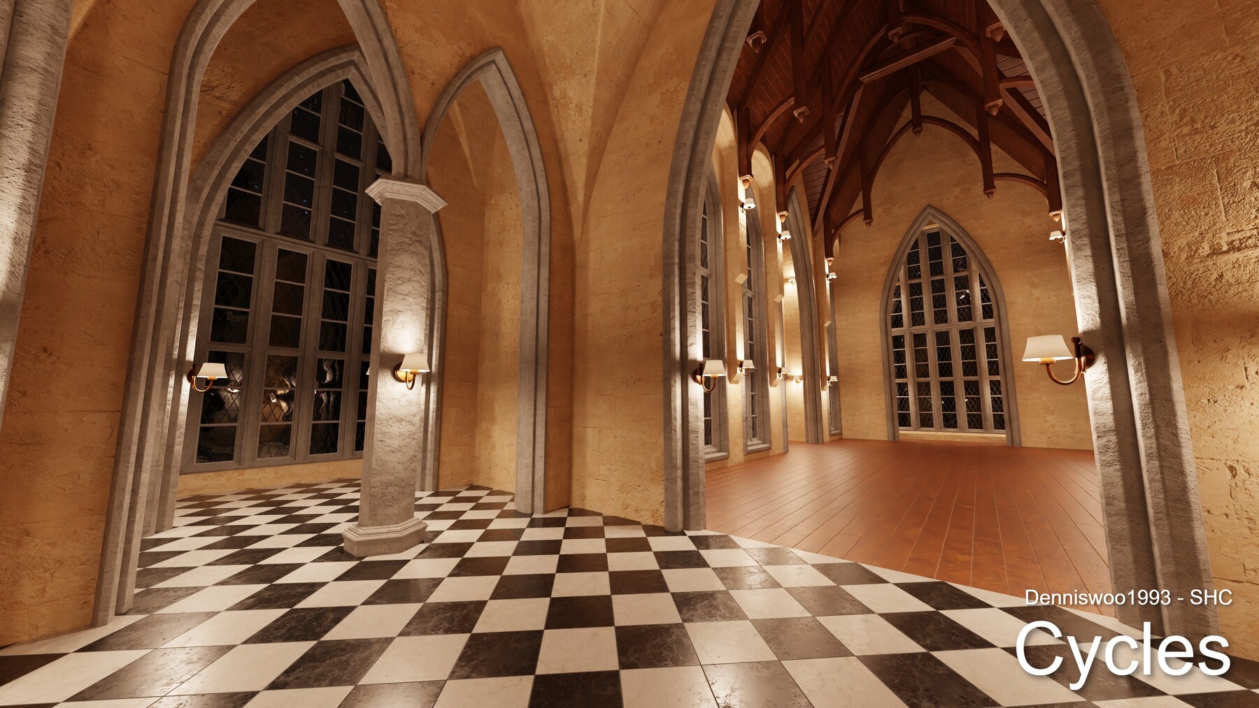 ArtStation - Classic great hall with tower - Church with interior ...