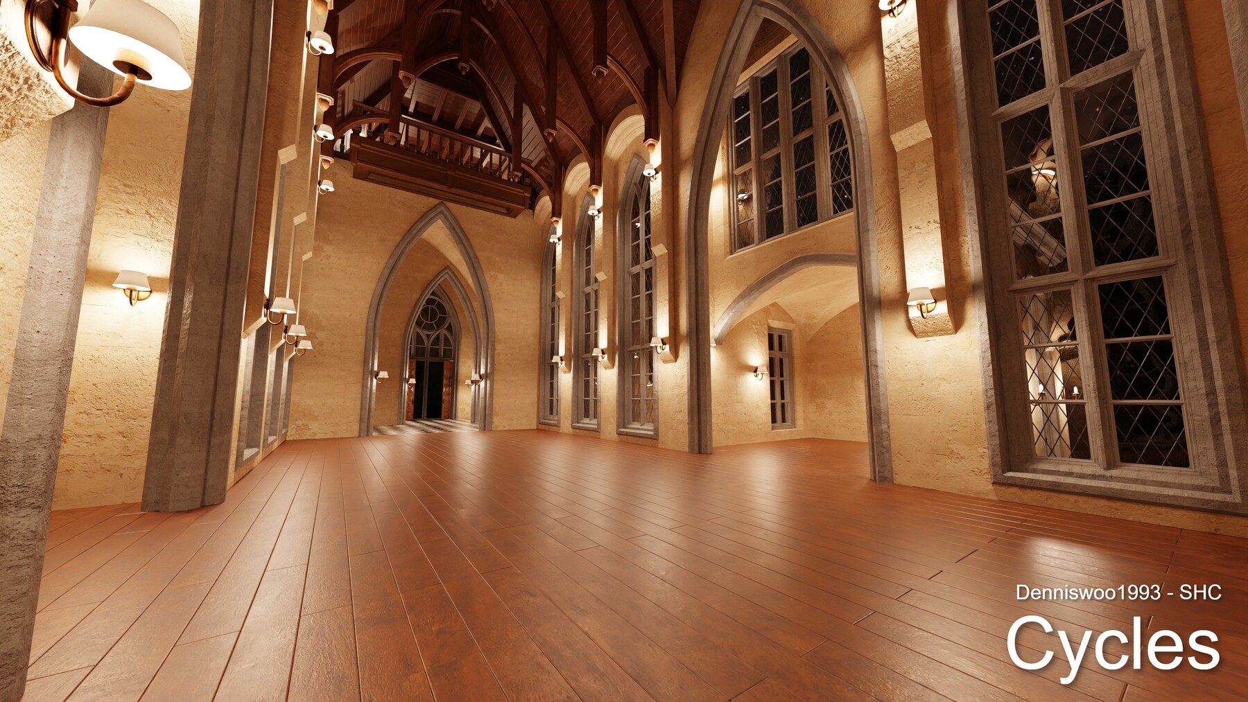 ArtStation - Classic great hall with tower - Church with interior ...