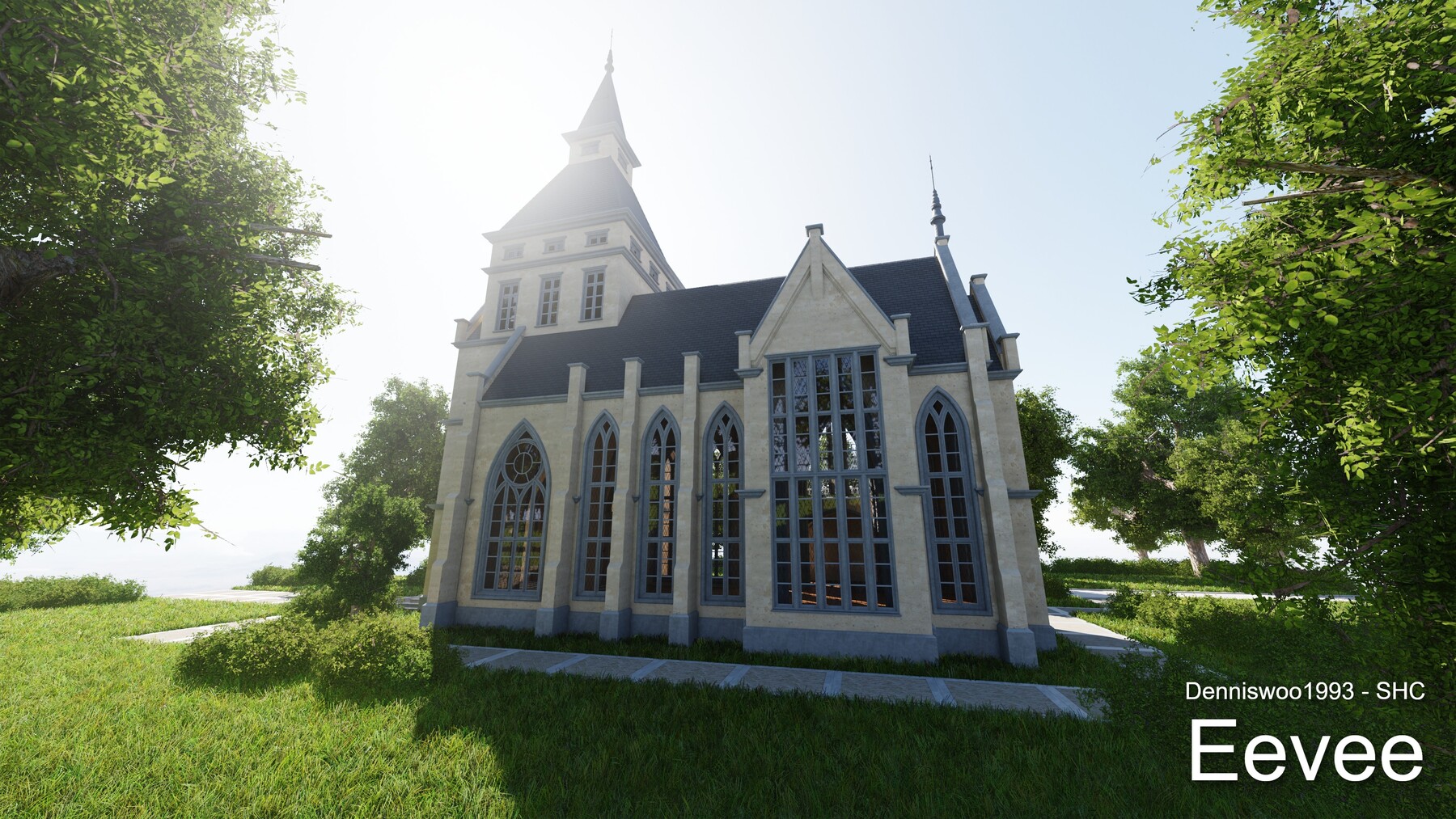 ArtStation - Classic great hall with tower - Church with interior ...