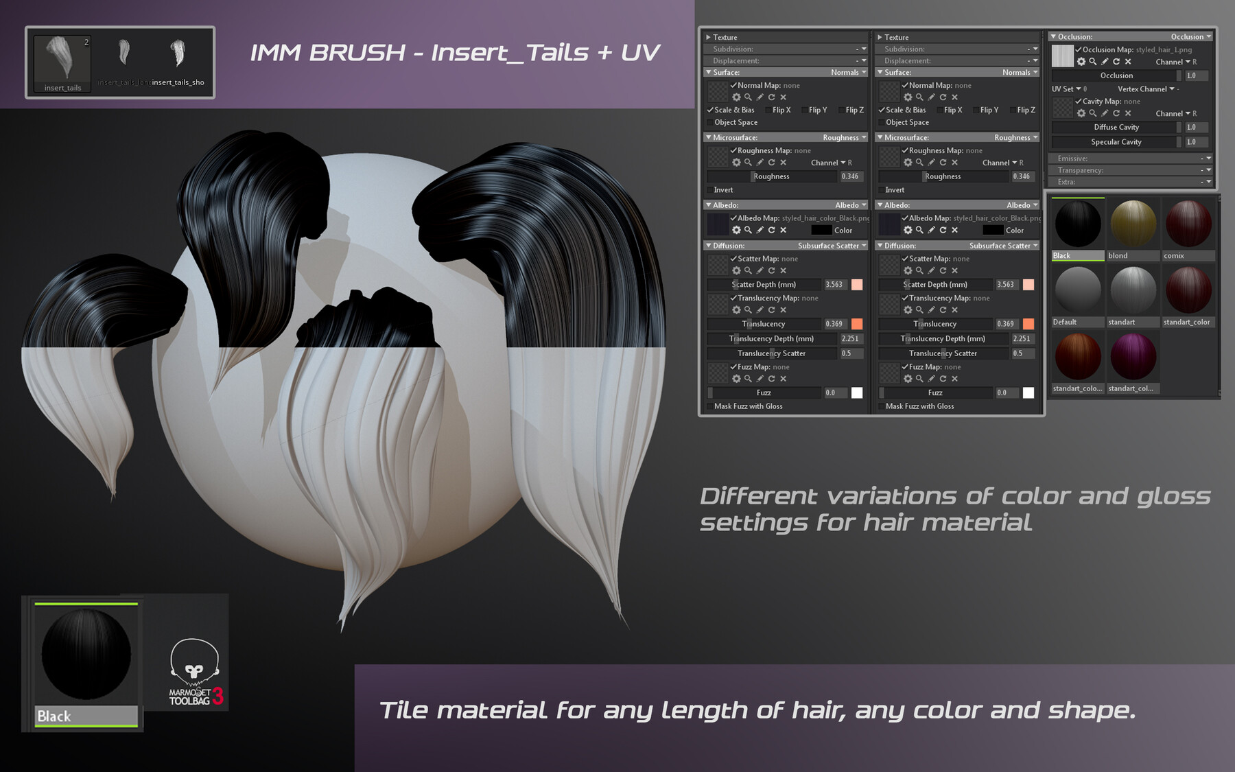 ArtStation - Stylized hair kit! | Brushes