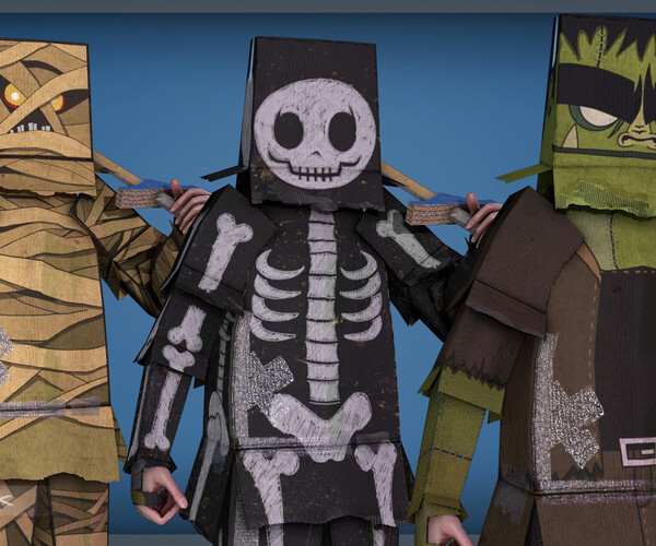 ArtStation - Cardboard Boy Skin Pack | Game Assets