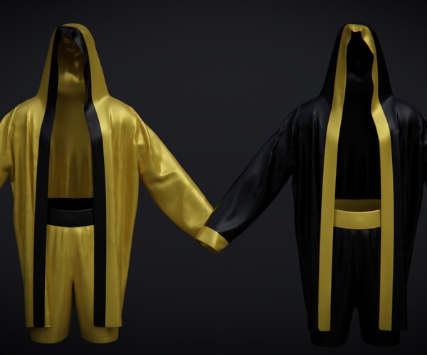 ArtStation - 3D Male Boxing Outfit - Shorts and Robe With 2 Base Colors ...