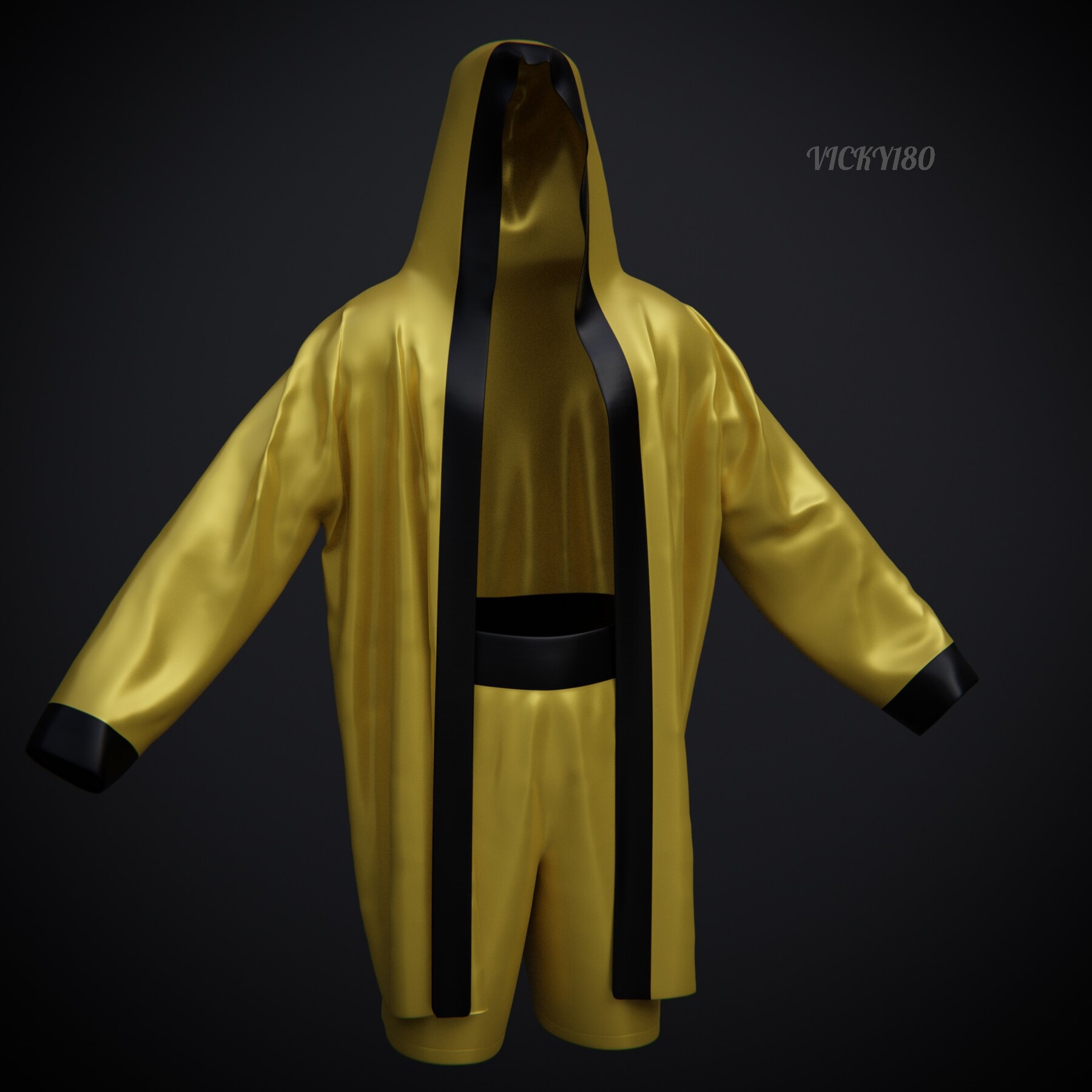 ArtStation - 3D Male Boxing Outfit - Shorts and Robe With 2 Base Colors ...