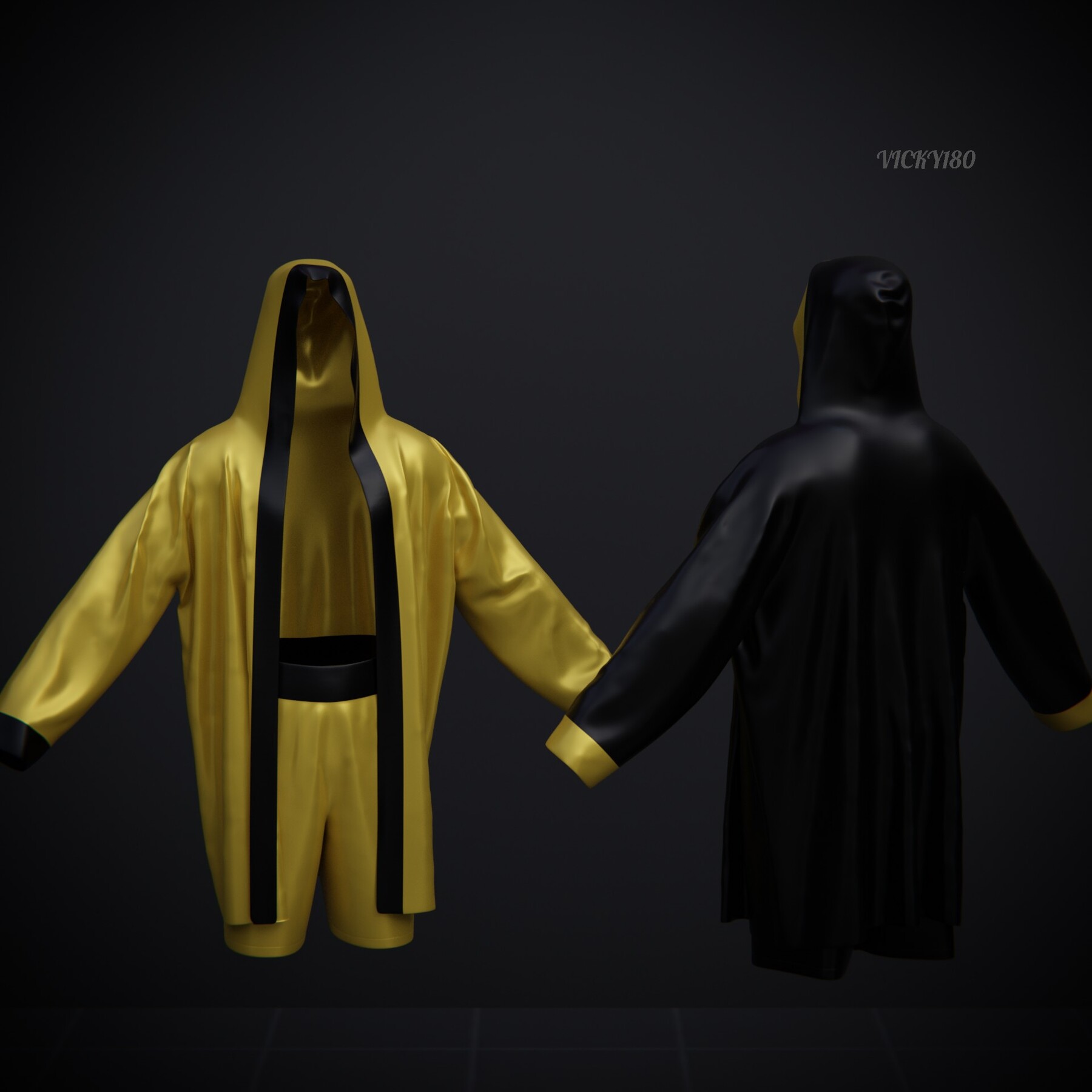ArtStation - 3D Male Boxing Outfit - Shorts and Robe With 2 Base Colors ...