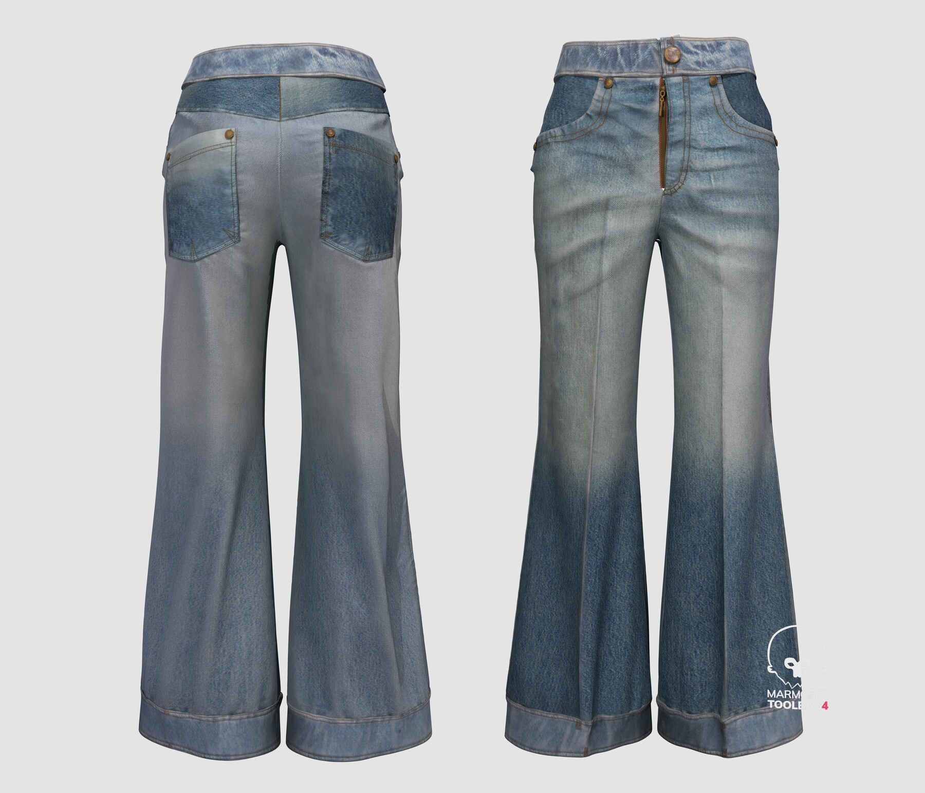ArtStation - Stained washed old jeans(OBJ +tex) | Game Assets