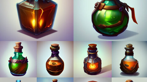 ArtStation - 170 UNIQUE potions (512x512) | Game Assets