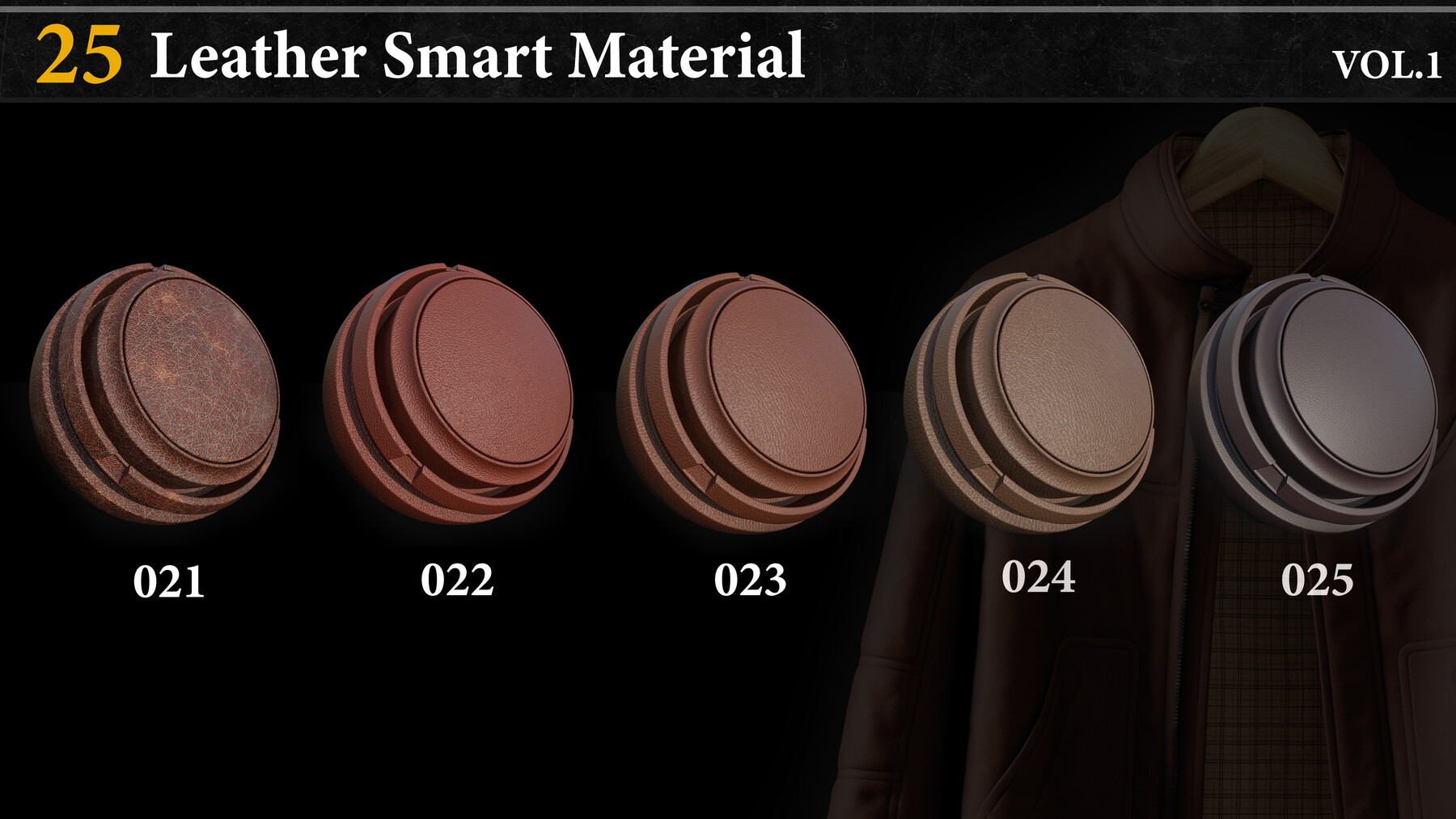 ArtStation - 25 Leather Smart Material Vol.1 | Game Assets