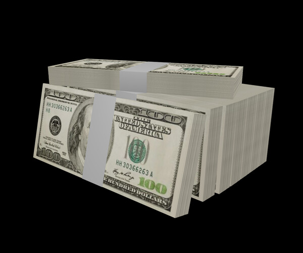 ArtStation - 3D Model of 4 Banknote pack. | Resources
