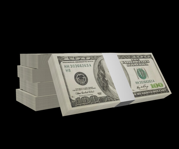 ArtStation - 3D Model of 4 Banknote pack. | Resources