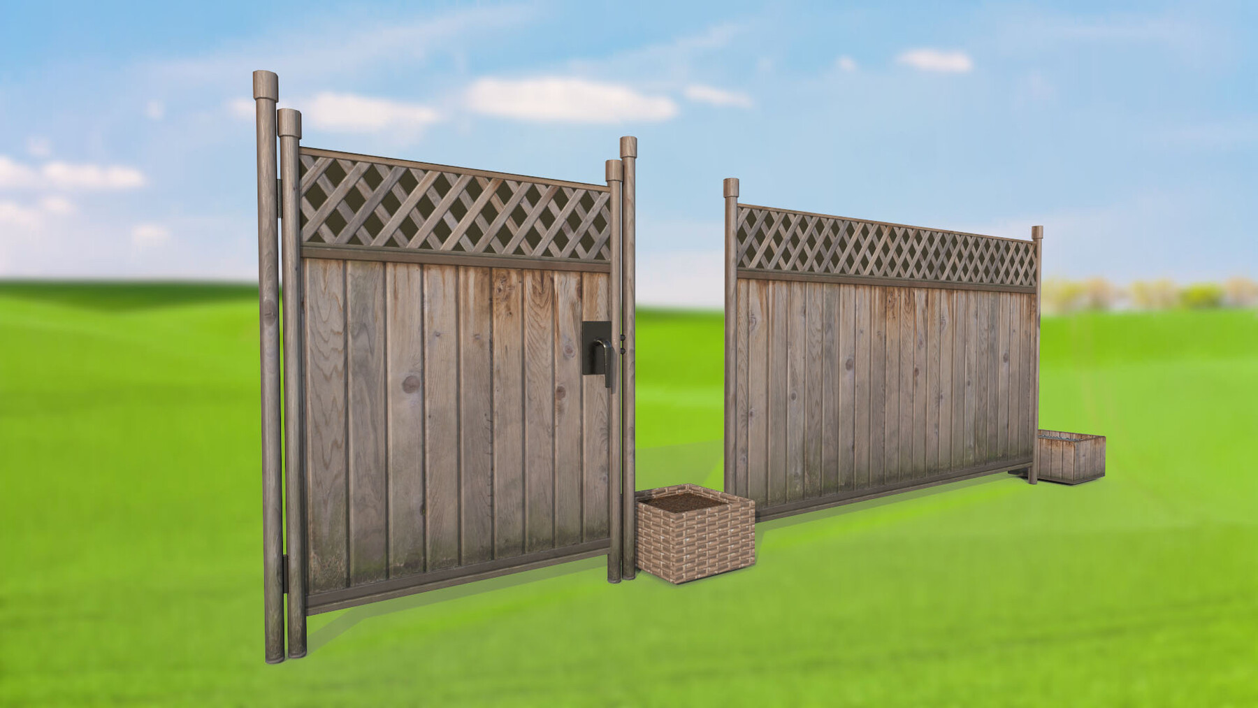 ArtStation - Fence with a gate made of wood and weaving PBR low-poly 3D ...