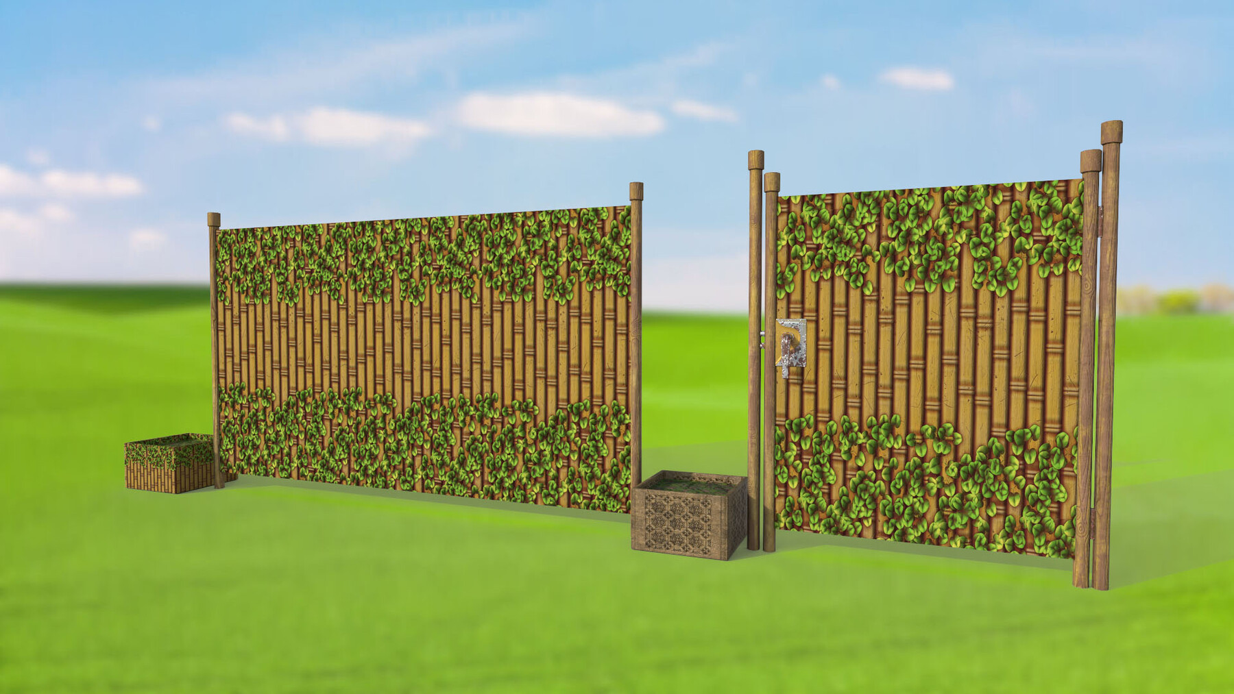 ArtStation - Fence with gate and bamboo PBR low-poly Low-poly 3D model ...