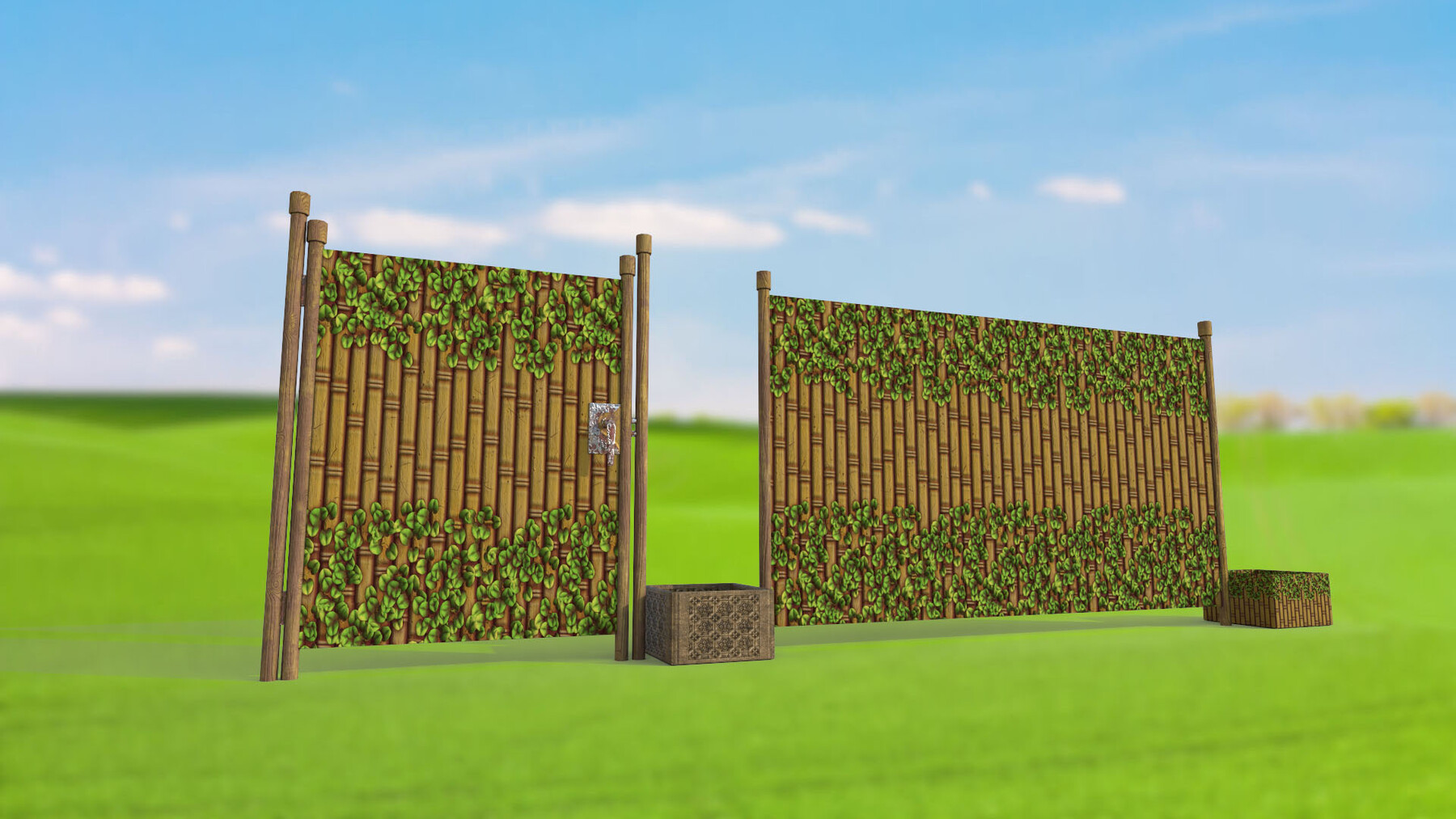 ArtStation - Fence with gate and bamboo PBR low-poly Low-poly 3D model ...